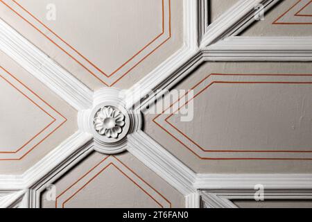 Classic architecture details, geometric bas-relief elements of ceiling ...
