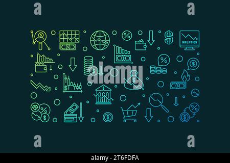 Inflation horizontal illustration. Hyperinflation concept vector banner ...