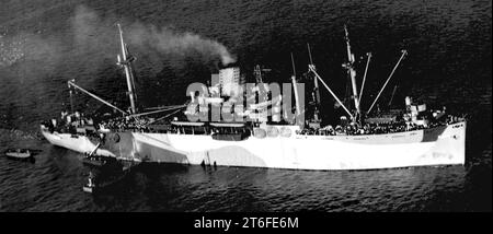 USS Samuel Chase (APA-26) underway at sea on 25 November 1943 Stock ...