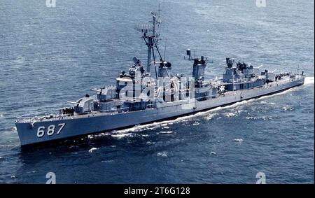 USS Uhlmann (DD-687) underway at sea, circa in the 1960s (USN 1064865 ...