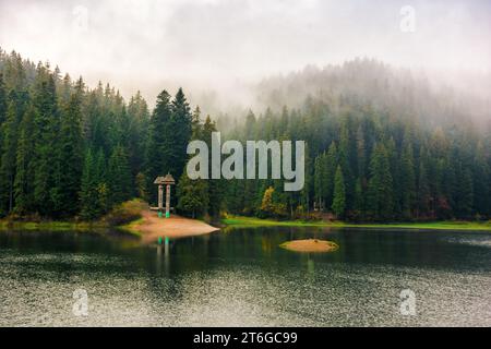 Fog above the lake at cold autumn morning Stock Photo - Alamy