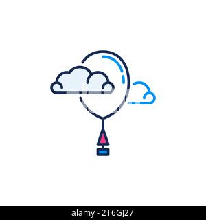 Weather Balloon or Radiosonde vector concept icon or symbol in outline ...