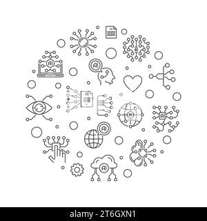 Artificial Neural Networks concept thin line horizontal minimal banner. Vector Information ...