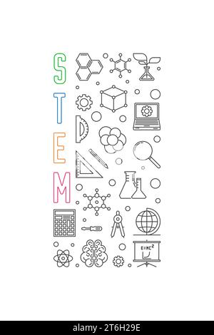 STEM Education concept outline vertical creative banner - vector ...