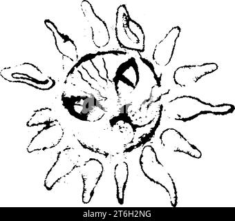 Fantasy drawing. Cat - sun. Vector hand drawn sketch illustration ...