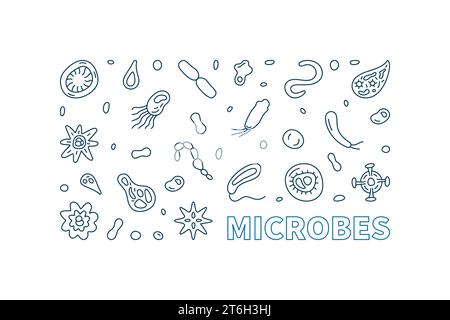 Vector microbes outline banner - concept illustration made with ...