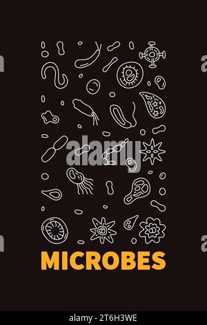 Vector microbes outline banner - concept illustration made with ...