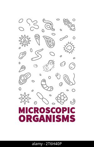 Bacteria concept outline vector vertical blue modern banner with ...