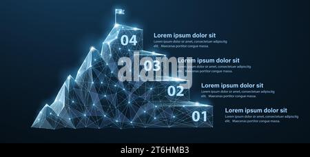 Infographic with 4 steps. Digital mountain. Step-by-step guide to ...