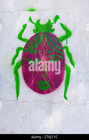 Bug on graffiti painted wall Stock Photo - Alamy