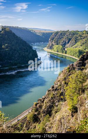 Rhine bend between Spitznack and the Loreley in the upper Middle Rhine ...