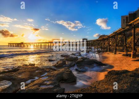 Seascape of Middle camp beach at Catherine Hill bay in Australia on ...