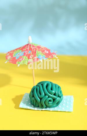 Brain made of plasticine on mini chair against white background Stock ...