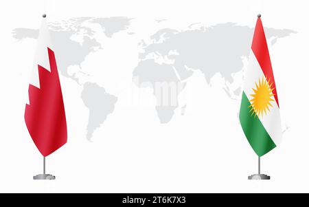 Iraq and Bahrain flags for official meeting against background of world ...