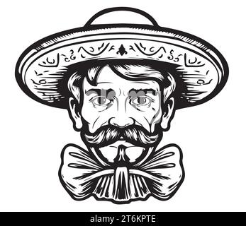 Sketch of poncho, mustache and sombrero. Vector illustration Stock ...