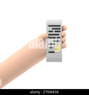 3d female hand holds payment energy bill paper invoice icon design ...