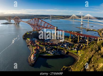 The Forth Bridges from North Queensferry, Fife, Scotland, UK Stock ...