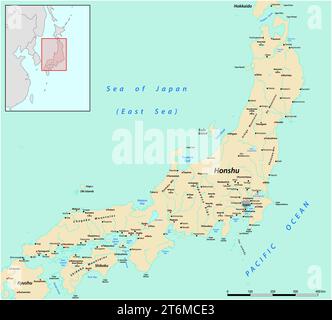 Map of the Japanese island of Hokkaido Stock Photo - Alamy