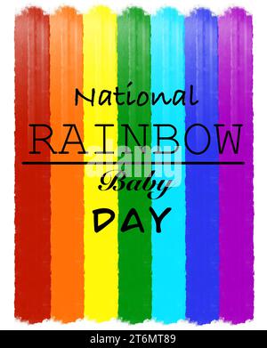 National Rainbow Baby Day card. Illustration of rainbow with cute ...