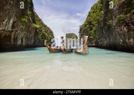 The stunning Loh Samah Bay near Maya Bay on Phi Phi Island, southern ...