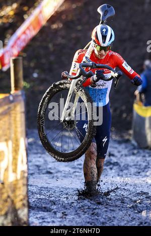 Luxembourgian Marie Schreiber pictured in action during the women elite ...