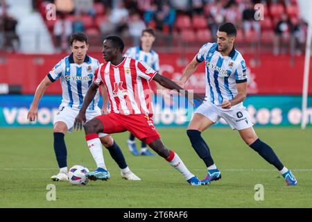 (L-R) Dion Lopy (Almeria), Mikel Merino (Sociedad), NOVEMBER 11, 2023 ...