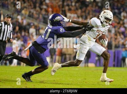 TCU safety Bud Clark (21) celebrates with safety Kylin Jackson (19 ...