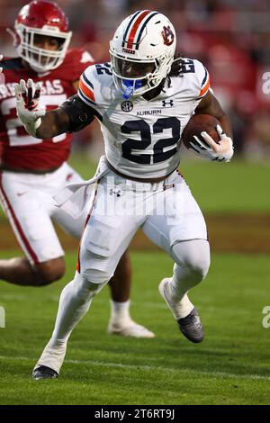 Auburn running back Damari Alston (22) runs the ball against Arkansas ...