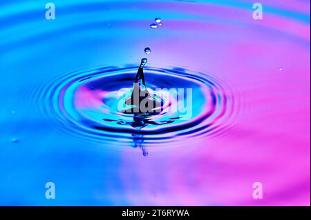 a drop of water falling into the water and creating waves Stock Photo ...