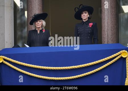 Queen Camilla and the princess of Wales during the Remembrance Sunday ...