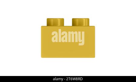 Metallic Gold Plastic Lego Block Isolated on a White Background ...