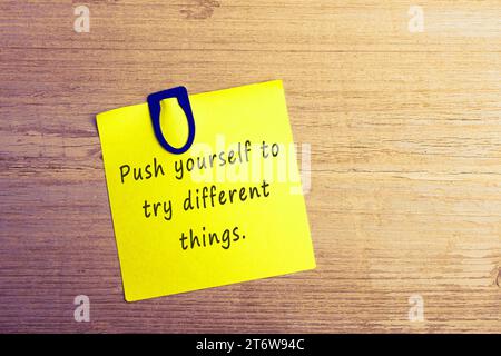 Inspirational quotes - Push yourself to try different things on yellow ...