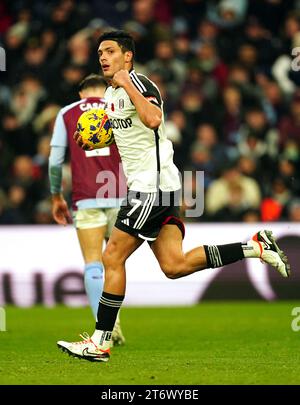 Fulham's Raul Jimenez celebrates scoring his team's first goal during ...