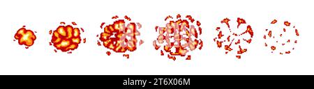 Pixel fire animation. Red hot flame, burning effect fire border and ...