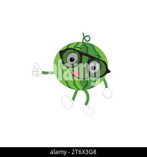 Funny watermelon slices characters with cartoon smile faces. Cute fruit ...