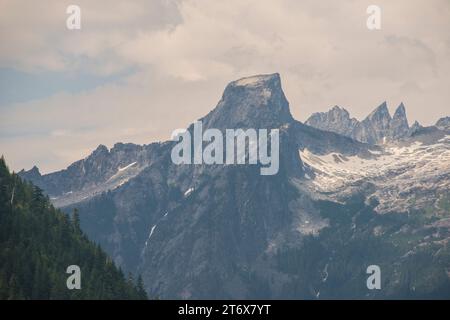 The Pickett Range of mountains as viewed from nature trail at visitor ...