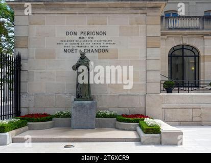 Statue of Don Pierre Perignon in front of Moet et Chandon Headquarters ...