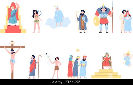 Holy bible Christian characters set. Noah and Virgin Mary, Judah and ...