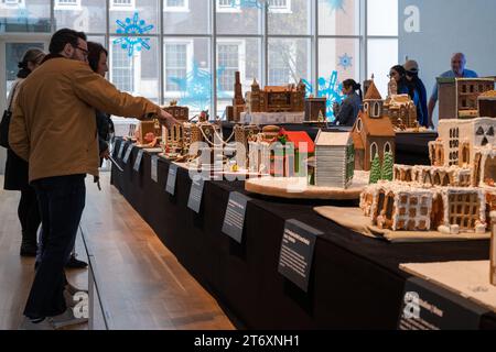 Gingerbread houses depicting New York City landmarks on display at the ...
