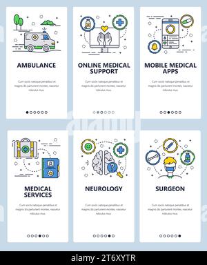 Healthcare services onboarding mobile app page screen with concepts set ...