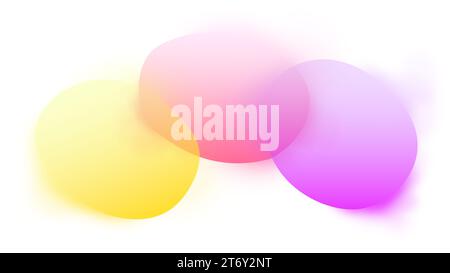 Uneven, layered, transparent, overlapping and colorful blob of pink and purple geometric shapes ...