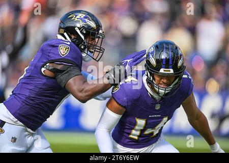 Baltimore Ravens linebacker Roquan Smith (0) and safety Kyle Hamilton ...