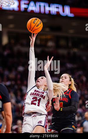 South Carolina forward Chloe Kitts, back, fouls Missouri guard Ashton ...