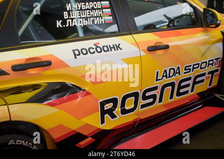Lada Vesta sport racing car on display at the Rosneft stand - Moscow ...