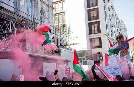 A Palestine flag in the stands during an international friendly match ...