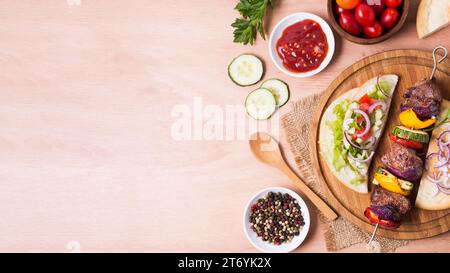 delicious arabic fast food plateau top view Stock Photo - Alamy
