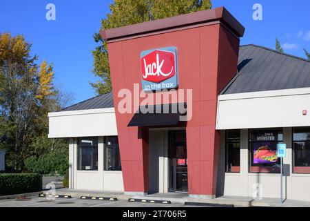 Facade of Jack in the Box fast food restaurant, Lafayette, California ...