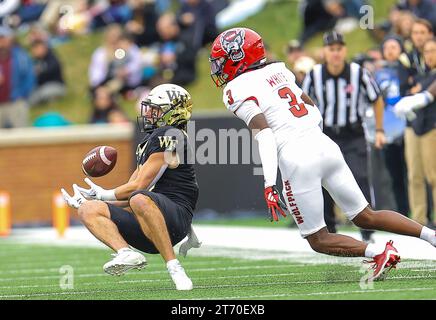November 11,2023: Wake Forest junior Cameron Hite (20) runs the ball ...