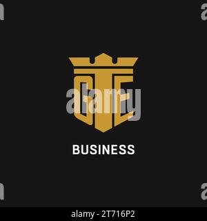 GE logo with shield and crown, initial monogram logo design ideas Stock Vector Image & Art - Alamy