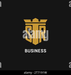 SR logo with shield and crown, initial monogram logo design ideas Stock ...